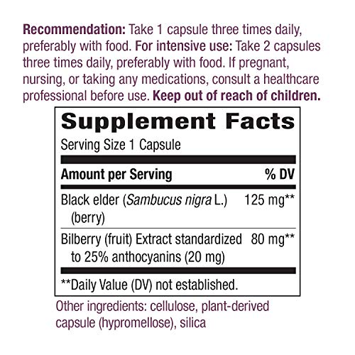 Nature's Way Bilberry Extract for Eyes with Black Elderberry*, Eye Health Supplement for Adults*, 90 Capsules