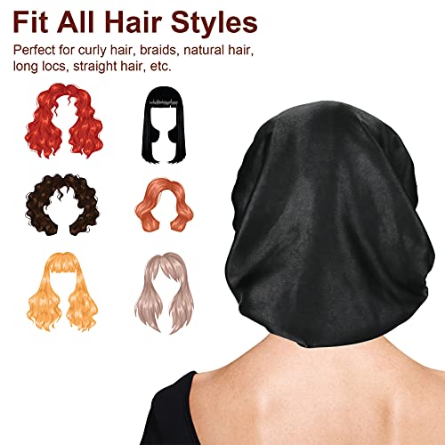 Atudew Satin Bonnet, 2PCS Silk Bonnet, Hair Bonnet for Black Women for Curly Hair Sleeping, Silk Sleeping Cap, Satin Sleep Cap, Satin Night Cap, Hair Cap for Sleeping, Sleep Bonnet, Adjustable
