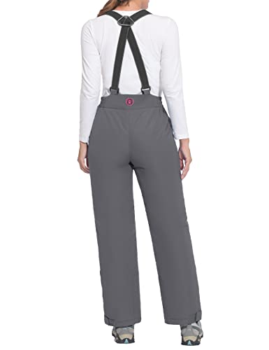 Little Donkey Andy Women's Ski Bibs Insulated Snow Pants, Water Resistant Snowboard Pants Winter with Detachable Suspenders (Iron Gate S)