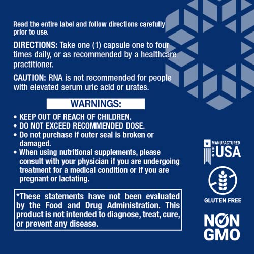 Life Extension RNA Capsules 500 mg - Ribonucleic Acid Supplement for Immune Support, Healthy Cell and Inflammatory Response – Gluten-Free, Non-GMO – 100 Capsules
