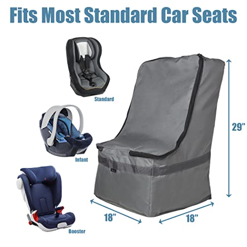 Graco Padded Car Seat Travel Bag & Infant Carrier Backpack, Durable Large Back Pack for Carseats & Booster Seats, Airport Gate Check Bag Luggage, Double Padded Strap, Water Resistant Material, Grey