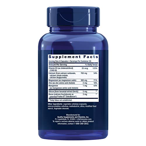 Life Extension Bone Restore – Helps Maintain Healthy Bone Density - Calcium, Vitamin D3, Magnesium, Zinc, Boron and Other Bone-Healthy Minerals - Non-GMO, Gluten-Free – 120 Capsules
