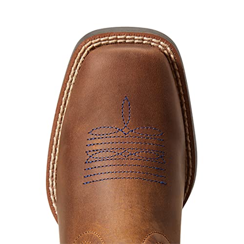 ARIAT Unisex-Child Double Kicker Western Boot Distressed Brown/Stone Blue 3