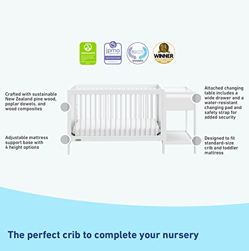 Graco Fable ConvertibleĀ Crib & Changer with Premium Foam Crib and Toddler Mattress - White