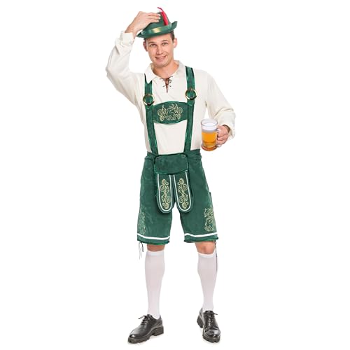 Spooktacular Creations Bavarian Oktoberfest Costume, Lederhosen Mens German Costume for Halloween Costume Party and Beer Festival (Small)