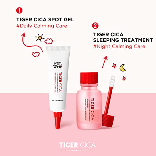 It'S SKIN Tiger Cica Red Growl Sleeping Spot Treatment β Dries Out Acne, Pimples, Blemishes, Zits and Clogged Pores β Overnight Trouble Solution for Inflamed Skin β Calamine, Tea Tree and Tea Tree, 0.5 fl.oz.