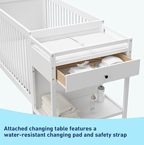 Graco Fable ConvertibleĀ Crib & Changer with Premium Foam Crib and Toddler Mattress - White