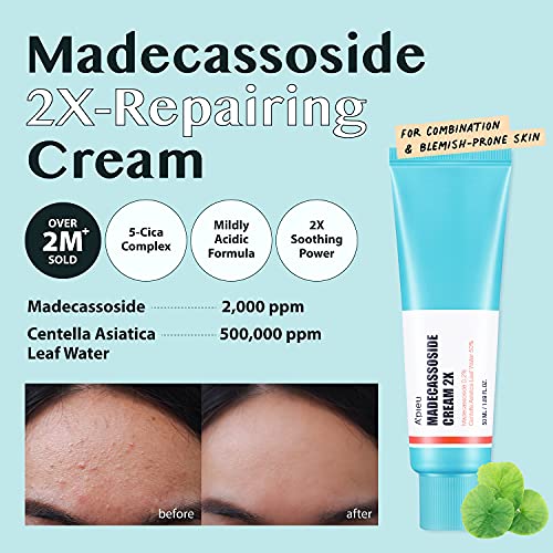 A'PIEU Madecassoside 2X Cream (1.69 fl oz) - for Combination and Blemish-Prone Skin, Helps Soothe Dryness, Sun Damage, Even Dark Spots - Centella Asiatica, Asiaticoside, Asiatic Acid