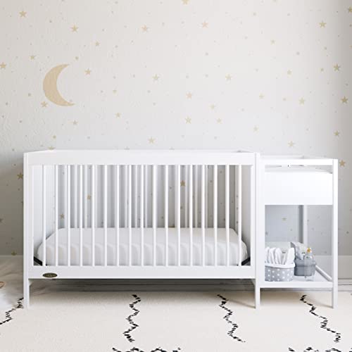 Graco Fable ConvertibleĀ Crib & Changer with Premium Foam Crib and Toddler Mattress - White