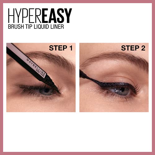 Maybelline Hyper Easy Liquid Pen No-Skip Eyeliner, Satin Finish, Waterproof Formula, Eye Liner Makeup, Pitch Black, 0.018 Fl; Oz