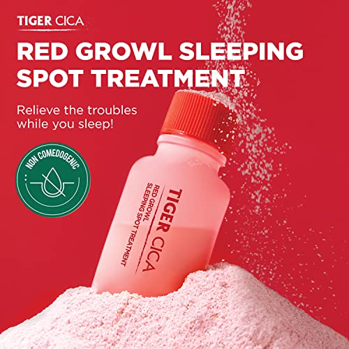 It'S SKIN Tiger Cica Red Growl Sleeping Spot Treatment β Dries Out Acne, Pimples, Blemishes, Zits and Clogged Pores β Overnight Trouble Solution for Inflamed Skin β Calamine, Tea Tree and Tea Tree, 0.5 fl.oz.