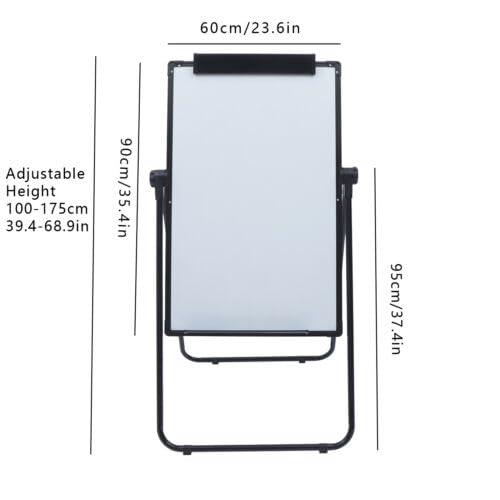 35" X 24" Double-Sided Mobile Dry Erase Board Magnetic Whiteboard Display Stand Rolling W/Marker Tray Writing 360Degree Adjustable Double Sided Flipchart Hook Foldable Framed White
