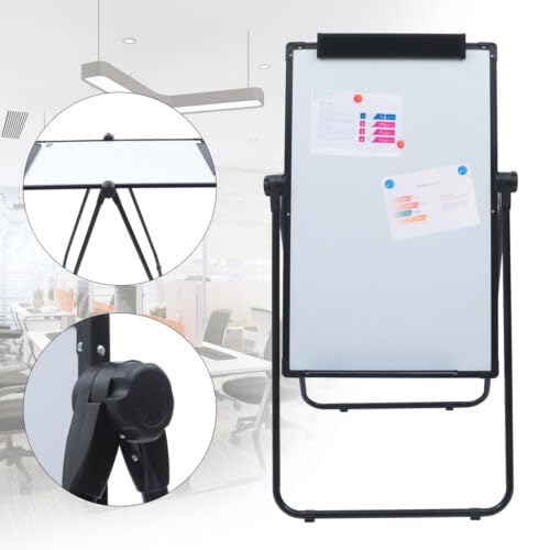 35" X 24" Double-Sided Mobile Dry Erase Board Magnetic Whiteboard Display Stand Rolling W/Marker Tray Writing 360Degree Adjustable Double Sided Flipchart Hook Foldable Framed White