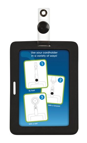 Cosco MyID Badge Holder for Key Cards and ID Cards, Rubberized Black, 4 x 2.75 Inches (075015)