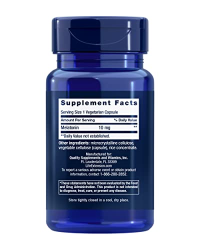 Life Extension Melatonin 10mg - for Restful Sleep, Immune Health and Hormone Balance - Supplement melatonin - 60 Vegetarian Capsules