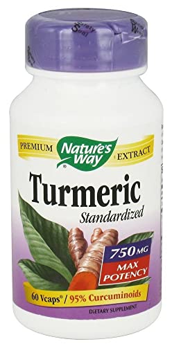 Nature's Way Premium Extract Turmeric Max Potency Standardized to 95% Curcuminoids 750 mg per serving 60 VCaps