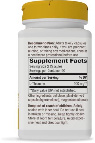 Nature's Way L-Theanine, Stress Support*, Promotes Relaxation*, 200 mg Potency, 180 Vegetarian Capsules