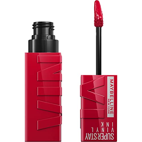 Maybelline Super Stay Vinyl Ink Longwear No-Budge Liquid Lipcolor, Highly Pigmented Color and Instant Shine, Wicked, Cool Red Lipstick, 0.14 fl oz, 1 Count