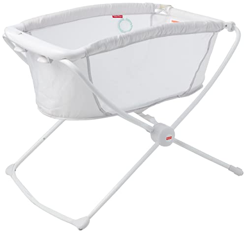 Fisher-Price Rock with Me Bassinet Color Scoops, Travel Baby Crib with Rocking Motion