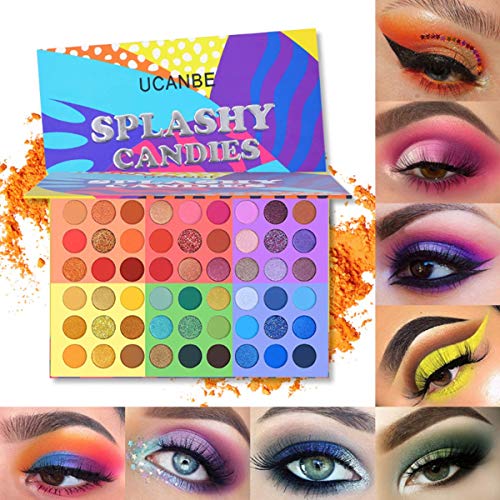 UCANBE 54 Colors Splashy Candies Eyeshadow Palette, Highly Pigmented Matte Shimmer Soft Creamy Glitter Rainbow Bright Powder Eye Shadow Blendable Waterproof Long Lasting Makeup Pallet…