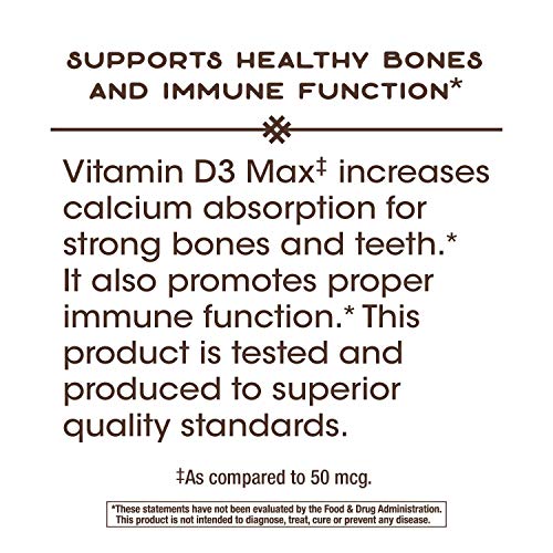 Nature's Way Vitamin D3 Max, Supports Healthy Bones and Teeth*, Supports Immune Health*, 125mcg per Serving, 240 Softgels