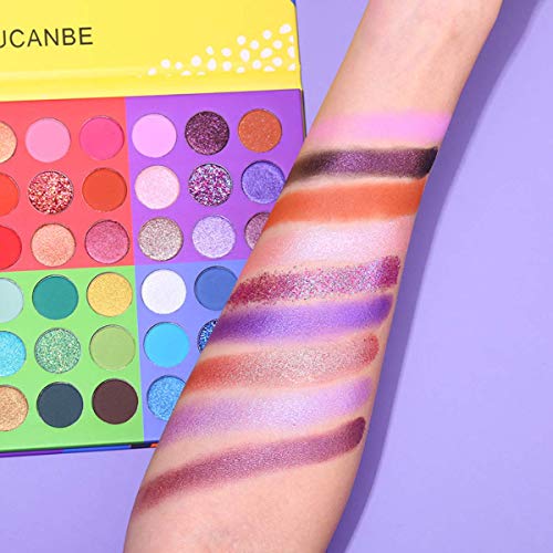UCANBE 54 Colors Splashy Candies Eyeshadow Palette, Highly Pigmented Matte Shimmer Soft Creamy Glitter Rainbow Bright Powder Eye Shadow Blendable Waterproof Long Lasting Makeup Palletā¦
