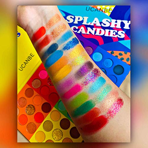 UCANBE 54 Colors Splashy Candies Eyeshadow Palette, Highly Pigmented Matte Shimmer Soft Creamy Glitter Rainbow Bright Powder Eye Shadow Blendable Waterproof Long Lasting Makeup Palletā¦