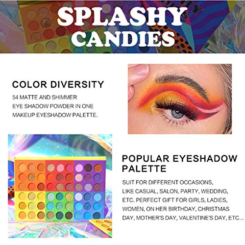 UCANBE 54 Colors Splashy Candies Eyeshadow Palette, Highly Pigmented Matte Shimmer Soft Creamy Glitter Rainbow Bright Powder Eye Shadow Blendable Waterproof Long Lasting Makeup Palletā¦
