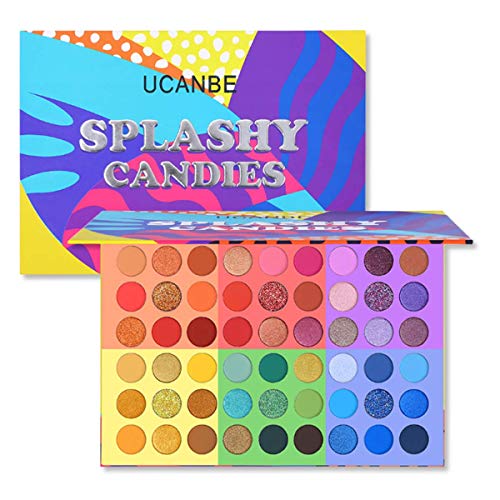 UCANBE 54 Colors Splashy Candies Eyeshadow Palette, Highly Pigmented Matte Shimmer Soft Creamy Glitter Rainbow Bright Powder Eye Shadow Blendable Waterproof Long Lasting Makeup Palletā¦