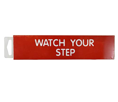 Cosco Sign, Red Engraved, Watch Your Step, 2 x 8 Inches (098008)