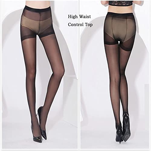 OKAKA 3 Pairs Women's Sheer Tights 15D Control Top Pantyhose Super Comfort Stretch Tights (as1, alpha, m, regular, regular, black)