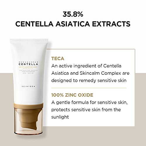 SKIN1004 Madagascar Centella Air-fit Suncream Light SPF 30 PA++++ 1.69 fl. oz(50ml) | Lightweight Formula| for Sensitive Skin | Physical Suncream
