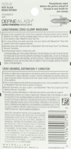 Maybelline New York Define-A-Lash Lengthening Washable Mascara, Very Black. For Washable Definition and Shape in Longer-looking Lashes , 0.22 Fluid Ounce