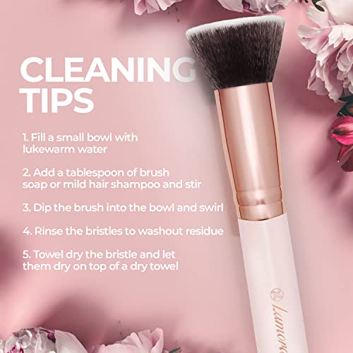 Flat Top Kabuki Foundation Brush - Premium Makeup Face Brush For Liquid, Cream, Powder - Blending, Buffing, Stippling Brush - Pro Quality Synthetic Dense Bristles