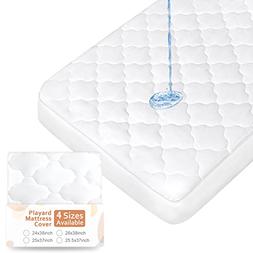 Pack N Play Sheets (4 Sizes), Fit Graco Pack N Play On The Go Playard and Portable Playard, Pack and Play Sheets Fitted Waterproof Protector Cover Soft Quilted