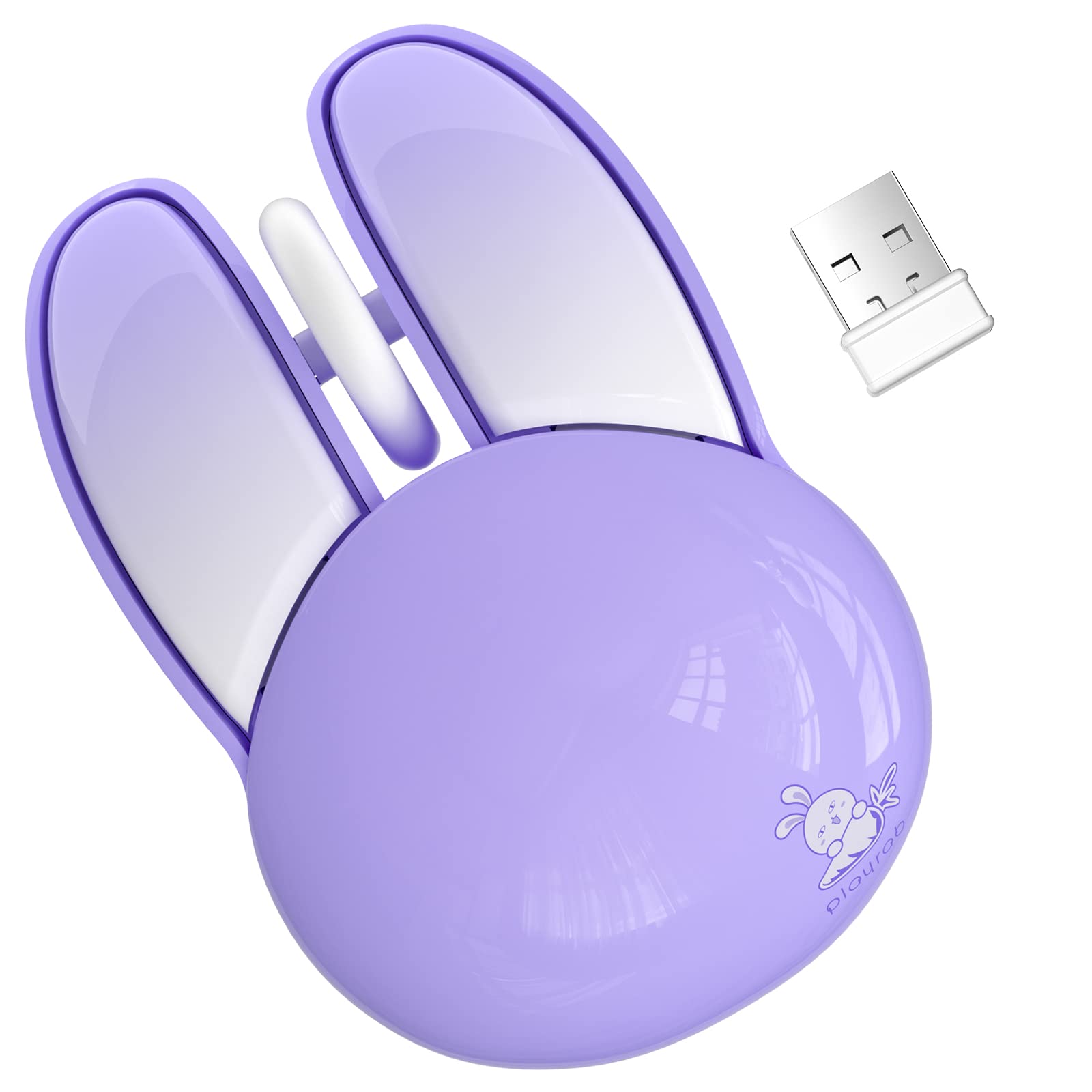KNOWSQT Bunny Wireless Mouse Purple, 2.4G Silent Rabbit Mice with USB Receiver - for Windows Laptop PC Computer Desktop Gaming