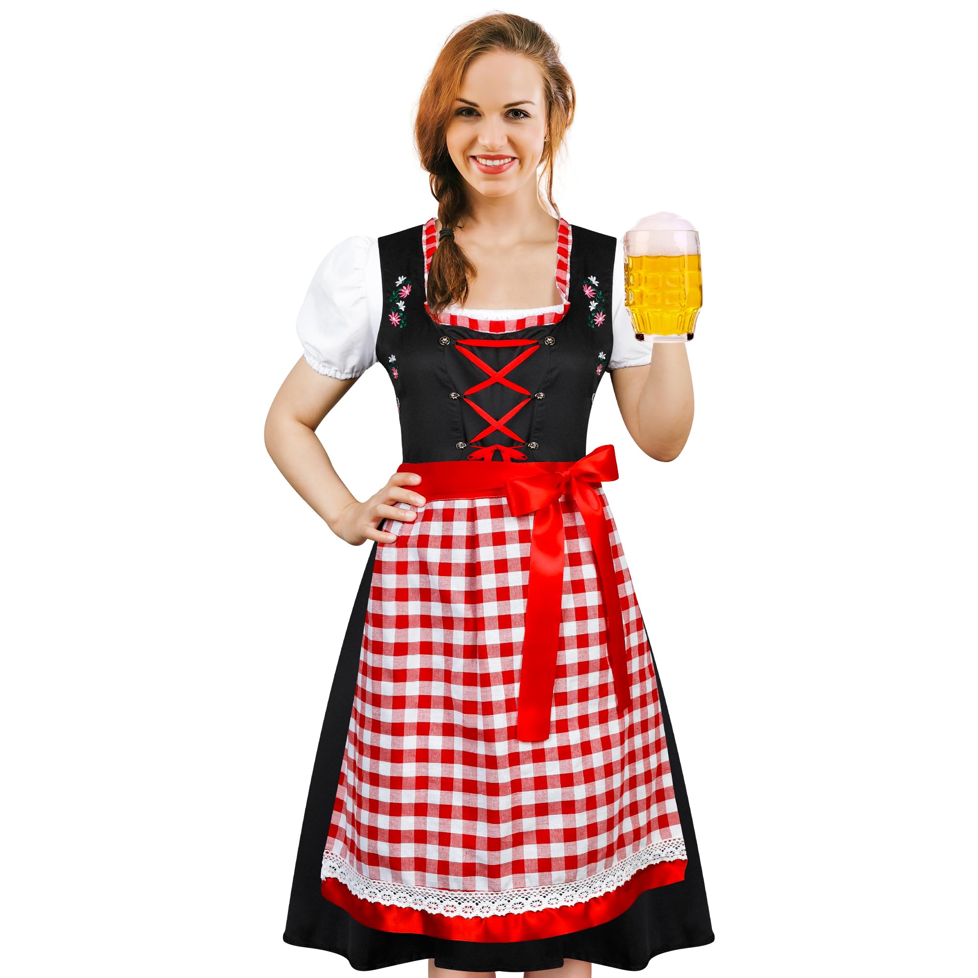 QZYL Oktoberfest Costumes Women, German Dresses for Oktoberfest Women, Dirndl Dresses Outfit for Bavarian Oktoberfest Carnival