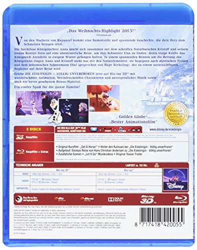 Frozen 3D "Die Esikonigin Vollig Unverfrorer" [2-Disc: Blu-ray 3D + Blu-ray 2D] [Region Free German Import]
