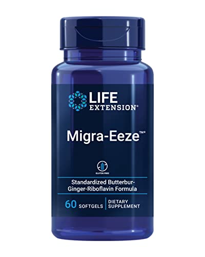 Life Extension Migra-Eeze - Butterbur Root Extract with Vitamin B2 (Riboflavin) & Ginger Supplement - Formula to Ease Head Discomfort - Gluten-Free ā 60 Softgels