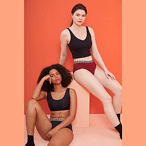 YooTime Period Underwear for Women, Leopard Hipster Stretchy Microfiber Period Panties Heavy Flow with Storage Bag Red 3Pack/M