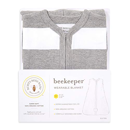 Burt's Bees Baby Unisex Baby Wearable Blanket, 100% Organic Cotton Beekeeper, Swaddle Transition Sleep Bag Medium