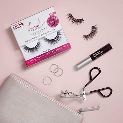 KISS Lash Couture LuXtensions Collection False Eyelashes, Flat Lash Technology, Super Slim Lash Band, Real Lash Extension Fibers, Reusable, Contact Lens Friendly Strip Lashes, Style Royal Silk, 1 Pair