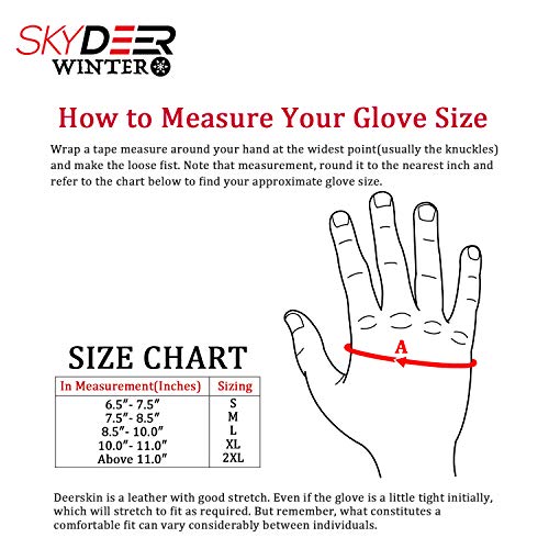 SKYDEER Waterproof Cold Weather Work Gloves with Premium Genuine Deerskin Leather and 150G 3M Thinsulate Insulation (SD8659T/M)