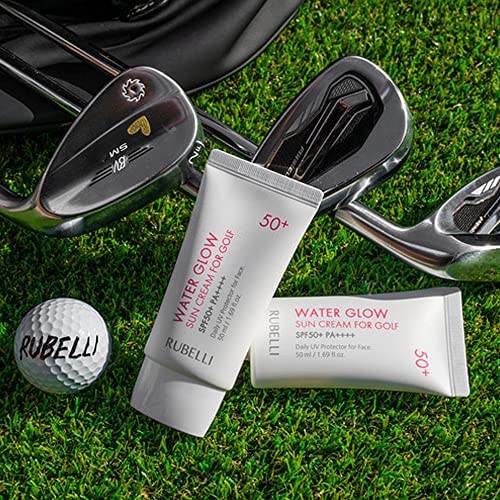 Rubelli Water Glow Sun cream for golf 50ml SPF50+ PA++++ | Korean Sunscreen | No White Cast, Strong UV Protection, Moist Essence Type
