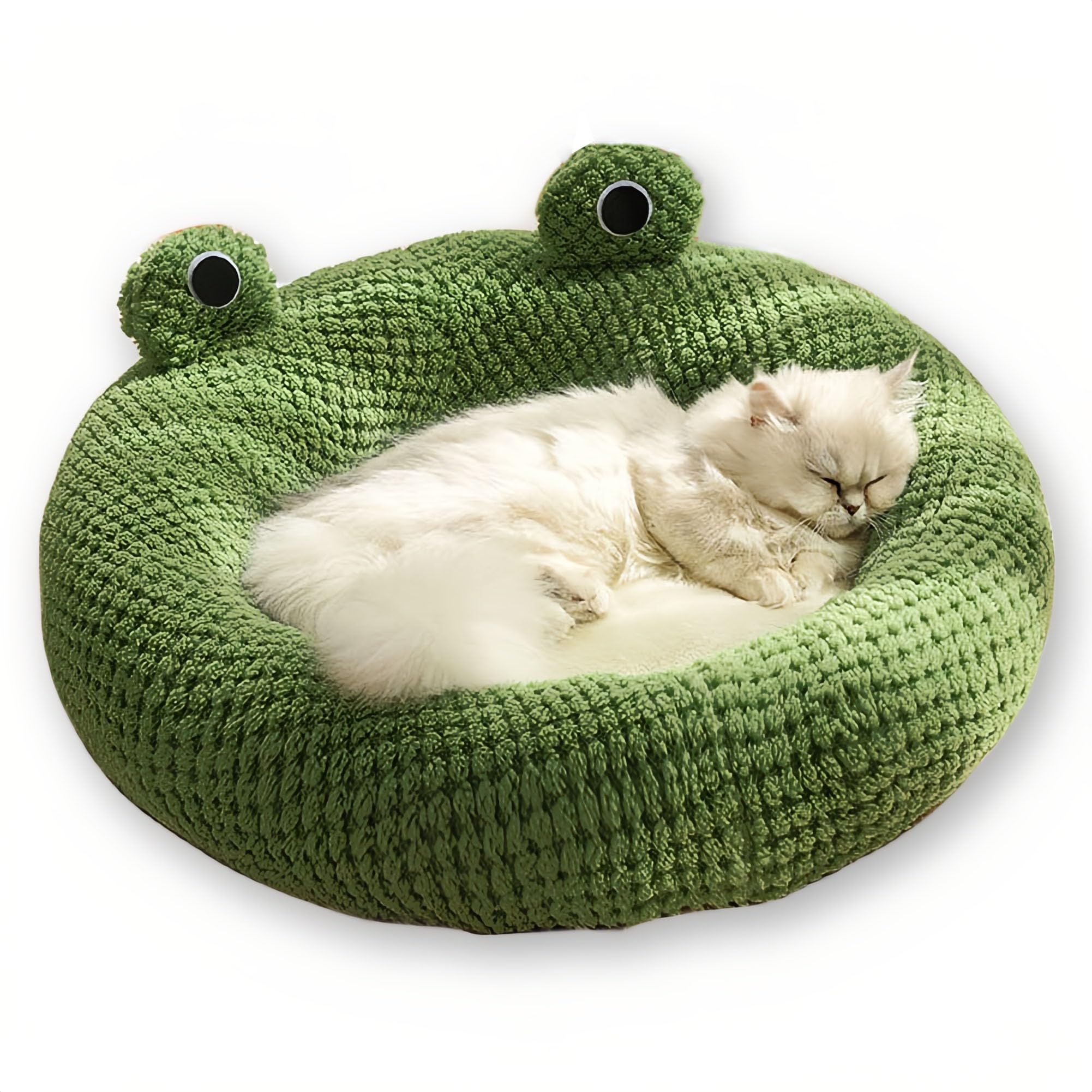 Dog Bed Cute Frog Pet Bed Comfortable Cozy Frog Plush Pet Beds for Small, Medium Dogs and Cats, Soft Funny Cute Plush Dog Beds, Fluffy Dog Beds with Non-Slip Bottom (19.7in, A)