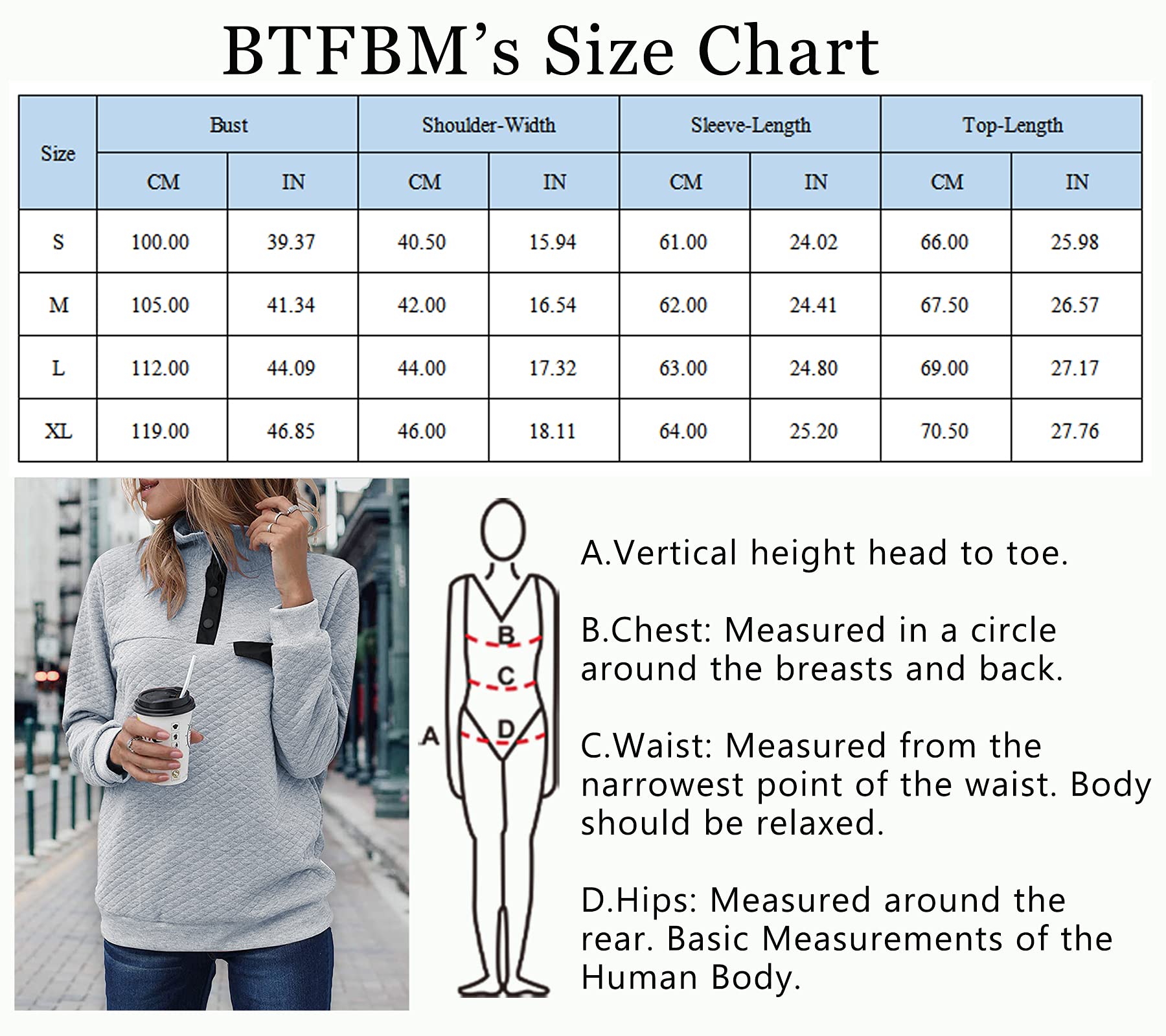 BTFBM Women Fashion Quilted Pattern Lightweight Zipper Long Sleeve Plain Casual Ladies Sweatshirts Pullovers Shirts Tops (Pure Grey, X-Large)