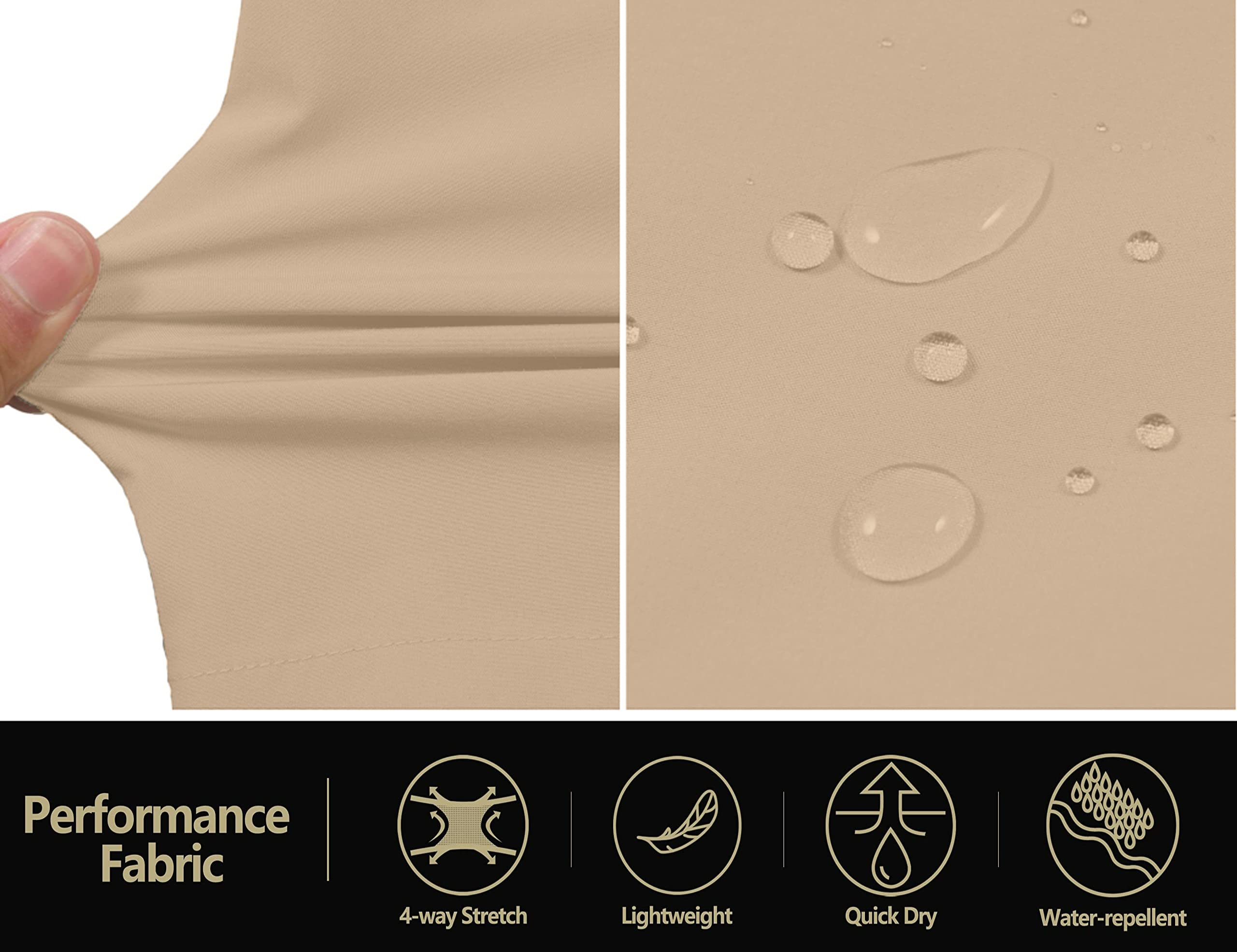COOFANDY Mens Casual Shorts Stretch Flat Front Hybrid Shorts Lightweight Quick Dry Hiking Golf Daily Shorts with Pockets Khaki