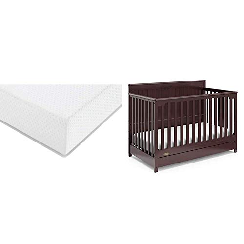 Graco Hadley Convertible Crib and Mattress Set, Espresso | Includes 4-in-1 Convertible Crib with Drawer, Premium Foam Crib and Toddler Mattress