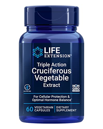 Life Extension Triple Action Cruciferous Vegetable Extract, 60 Vegetarian Capsules—Helps Maintain DNA Health & Already-Healthy Hormone Levels - Non-GMO, Gluten-Free, Vegetarian