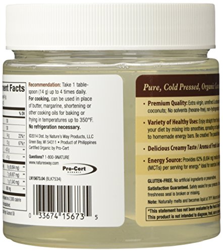 Natures Way Coconut Oil, Extra Virgin, Organic, 16 Ounces Each (Pack of 2)